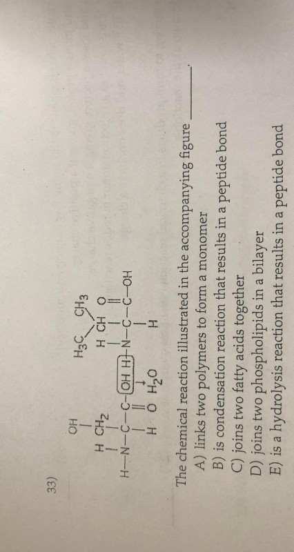 Solved 33) H2C CH3 1 H CH H CH C 2 H 0H20 The chemical | Chegg.com