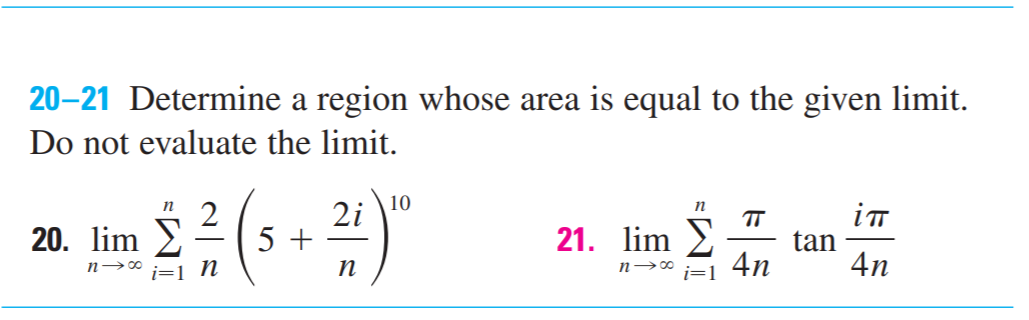 Solved 20–21 Determine a region whose area is equal to the | Chegg.com