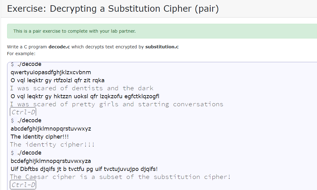 Exercise: Decrypting a Substitution Cipher (pair) | Chegg.com