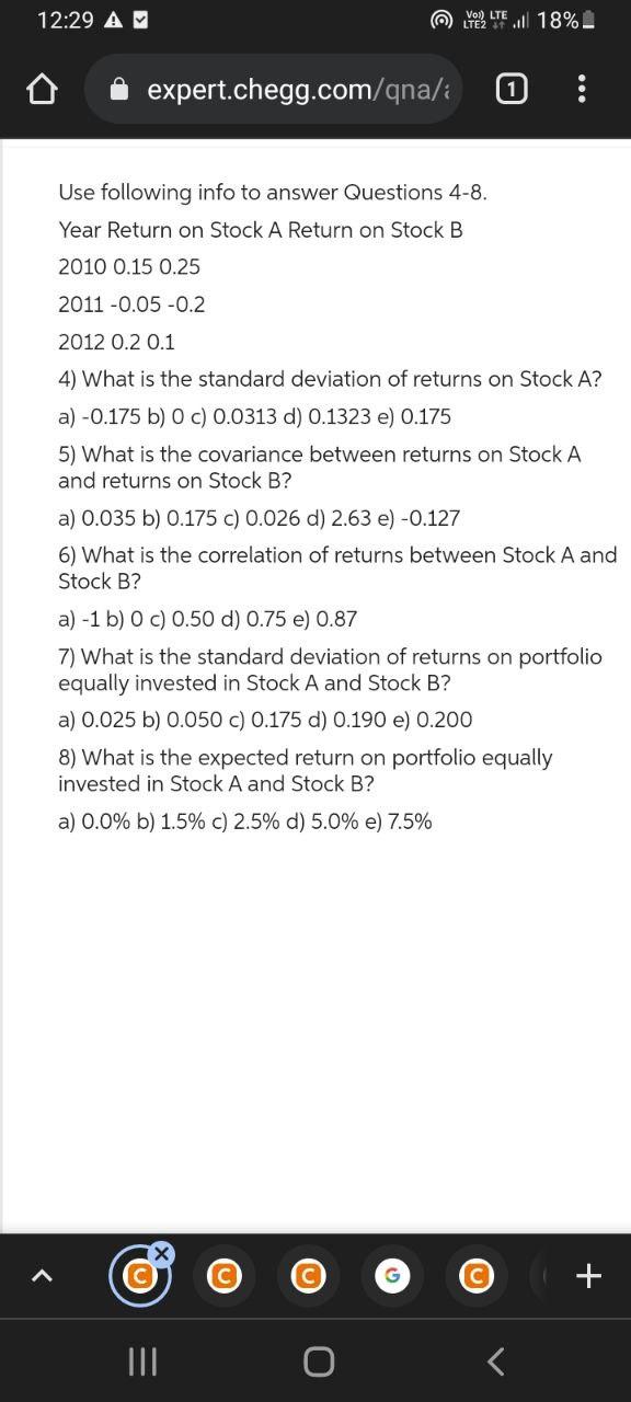Solved Use following info to answer Questions 4-8. Year | Chegg.com