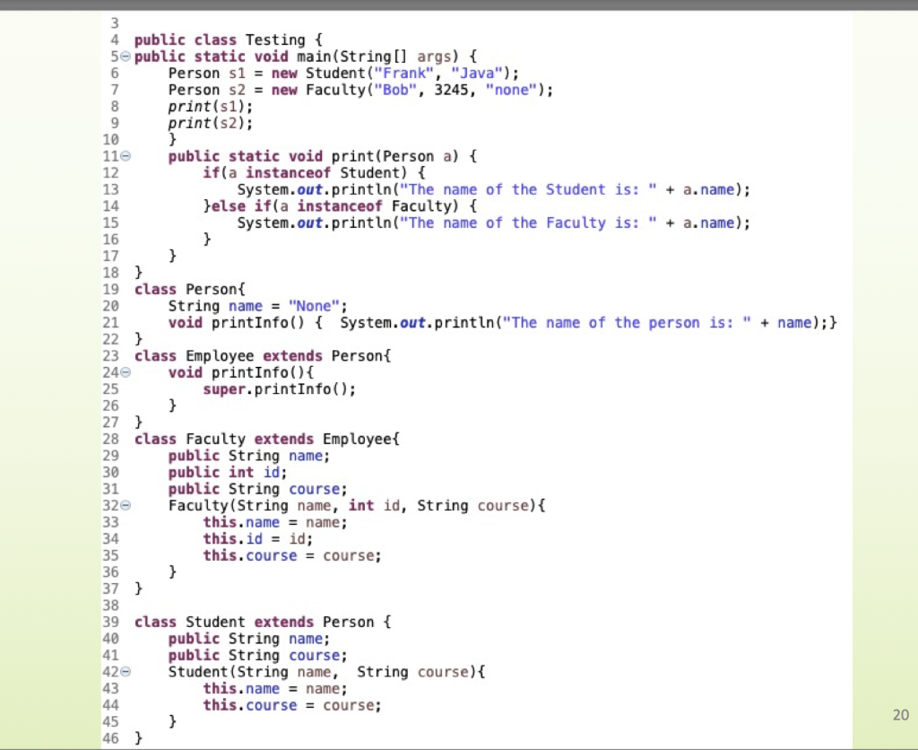 Solved The output of the program in the slide is: The name | Chegg.com