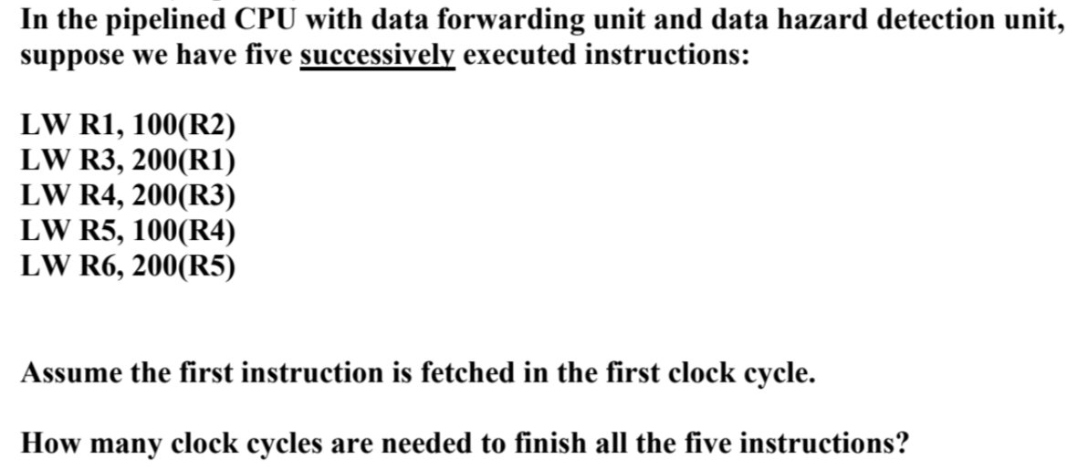 Solved In the pipelined CPU with data forwarding unit and | Chegg.com
