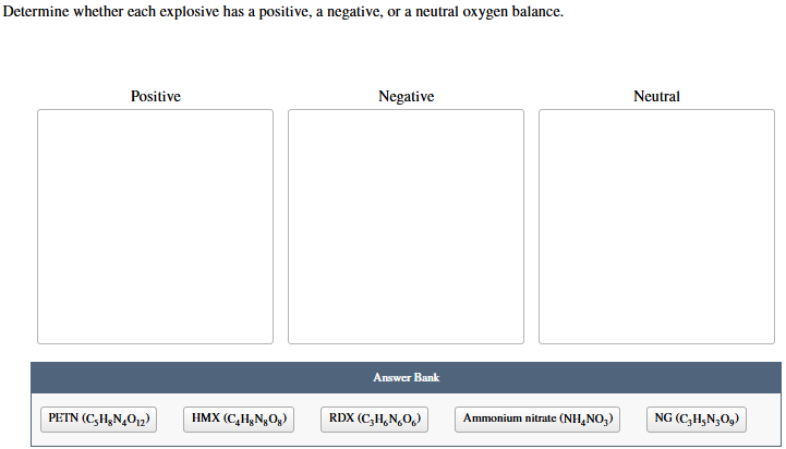 Solved Determine whether each explosive has a positive, a | Chegg.com