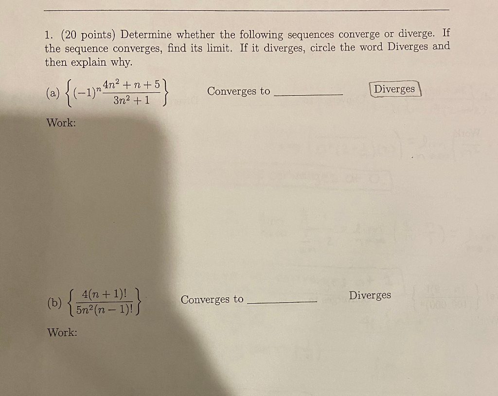 Solved 1. (20 points) Determine whether the following | Chegg.com