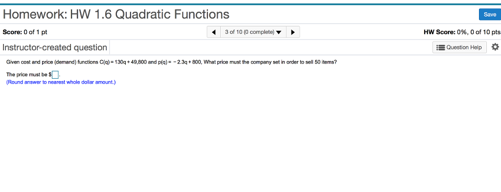 Solved Homework Hw 1 6 Quadratic Functions Score 0 Of 1 Pt