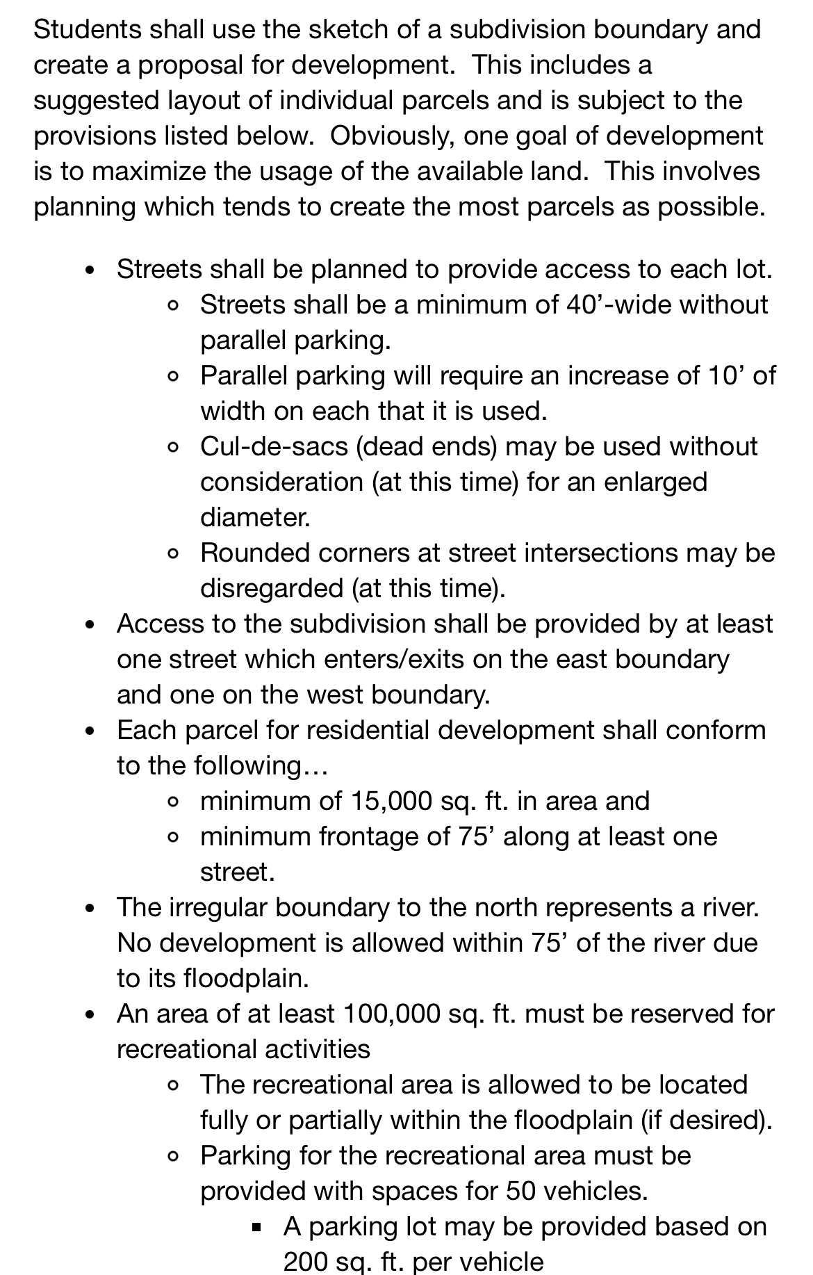 Solved Students shall use the sketch of a subdivision | Chegg.com