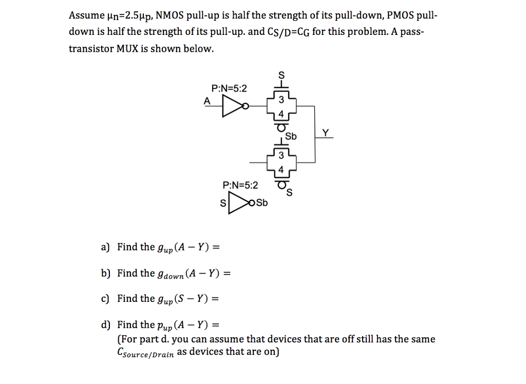 Assume μη-2.5μp, NMOS pull-up is half the strength of | Chegg.com