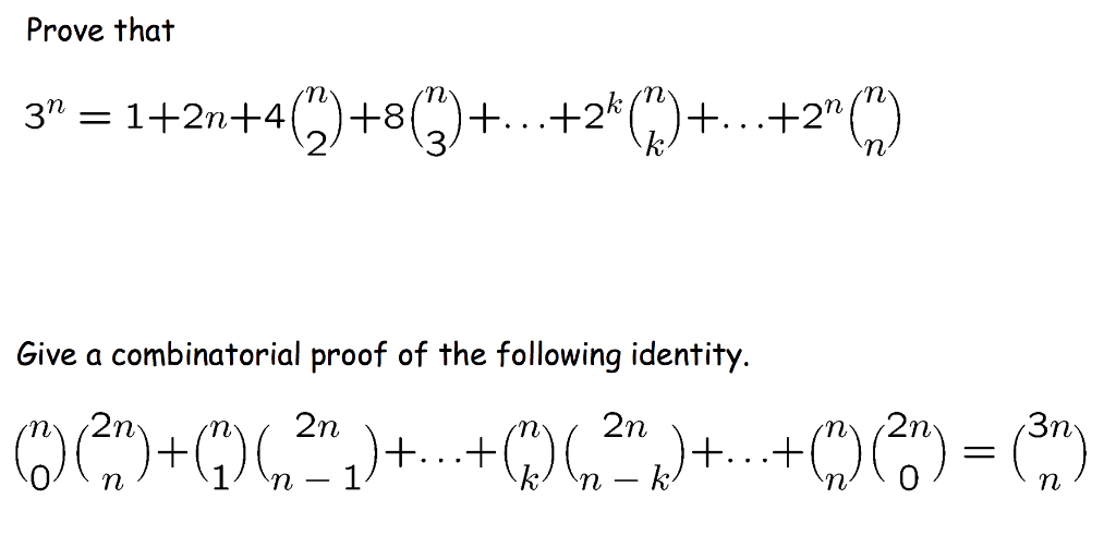 Solved Prove that k/ Give a combinatorial proof of the | Chegg.com