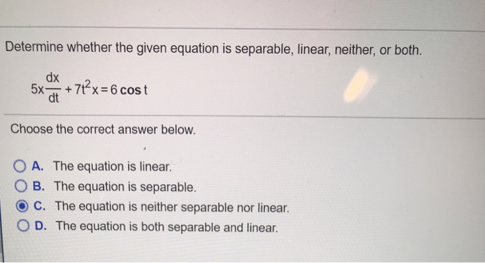 Solved Determine whether the given equation is separable, | Chegg.com