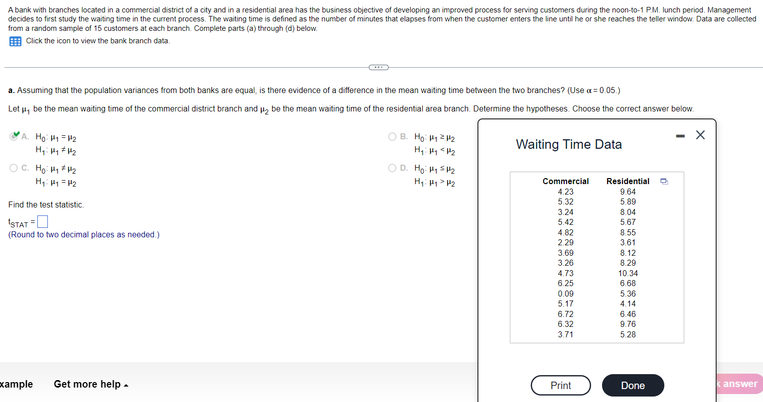 Solved Find the test statistic. tSTAT= enter your response | Chegg.com
