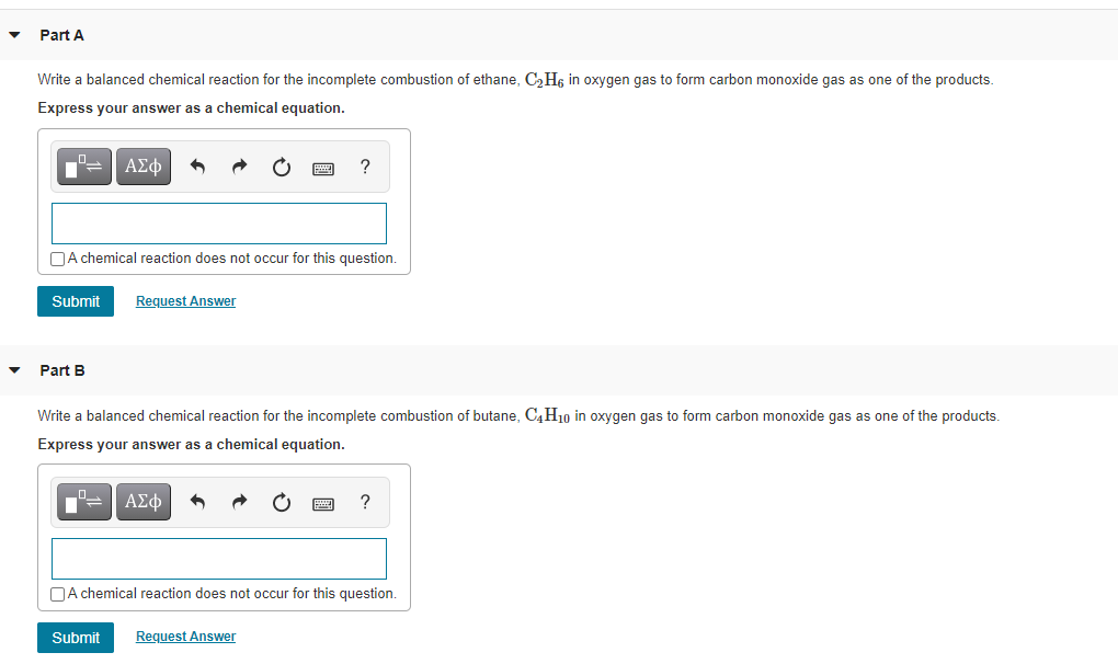 Solved Part A Write a balanced chemical reaction for the | Chegg.com