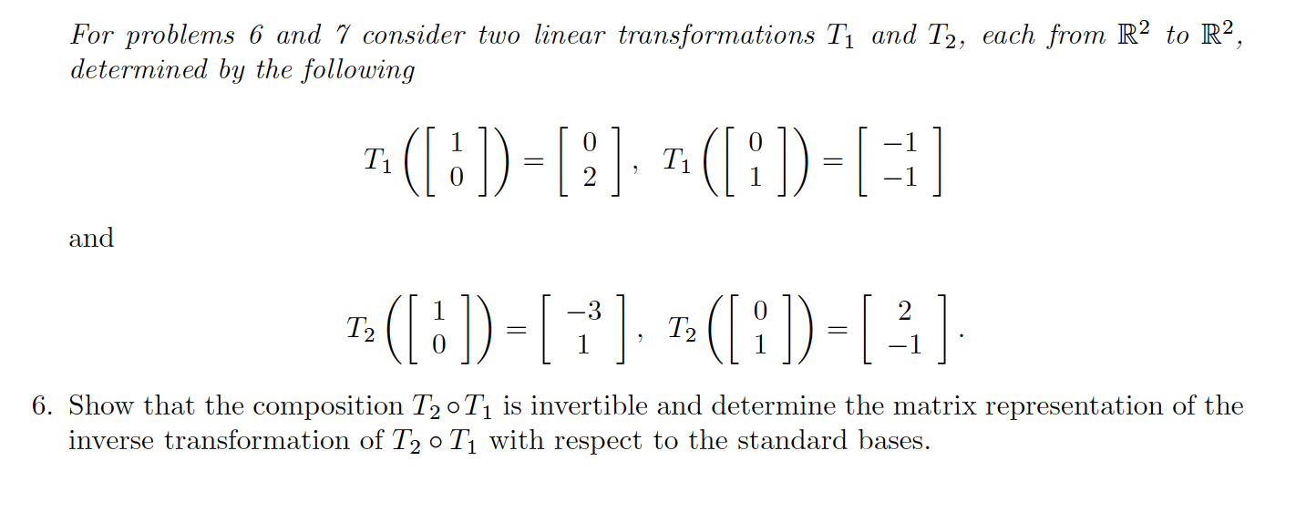 Solved For problems 6 and 7 consider two linear | Chegg.com