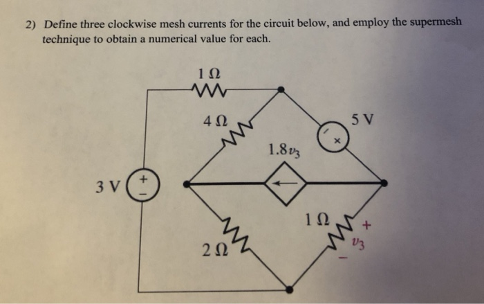 Solved Define three clockwise mesh currents for the circuit | Chegg.com