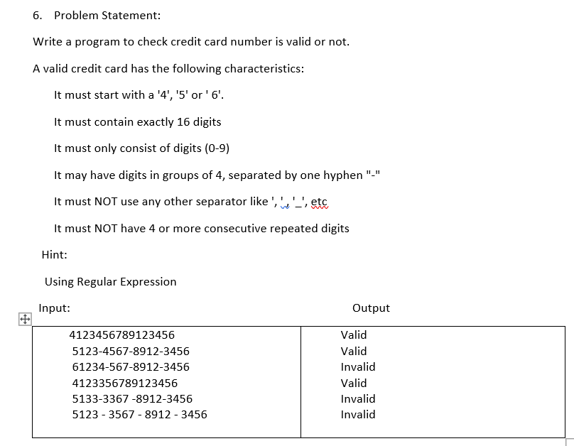 Solved 6 Problem Statement Write A Program To Check Credit 