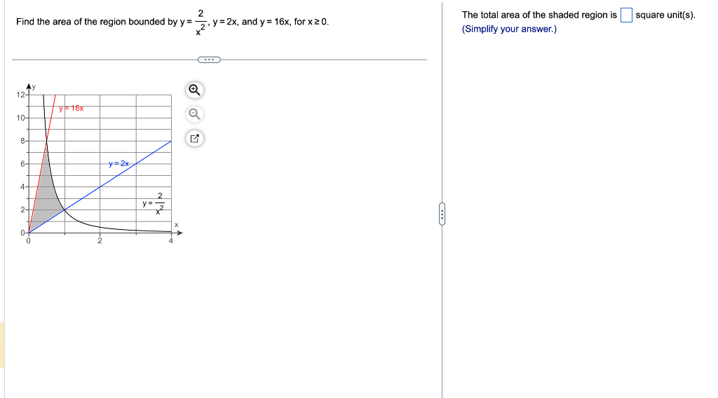 Solved Find the area of the region bounded by y=x22,y=2x, | Chegg.com