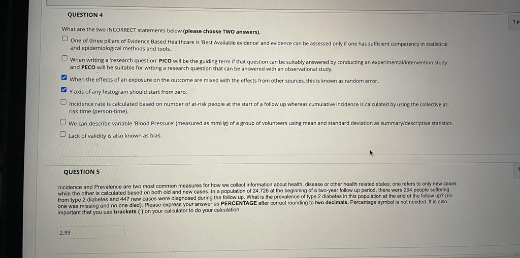 What are the two INCORRECT statements below (please | Chegg.com