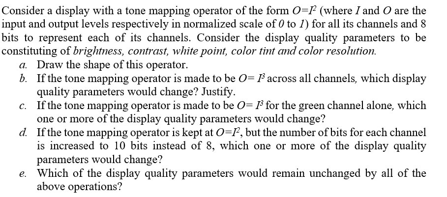 Solved Consider a display with a tone mapping operator of | Chegg.com