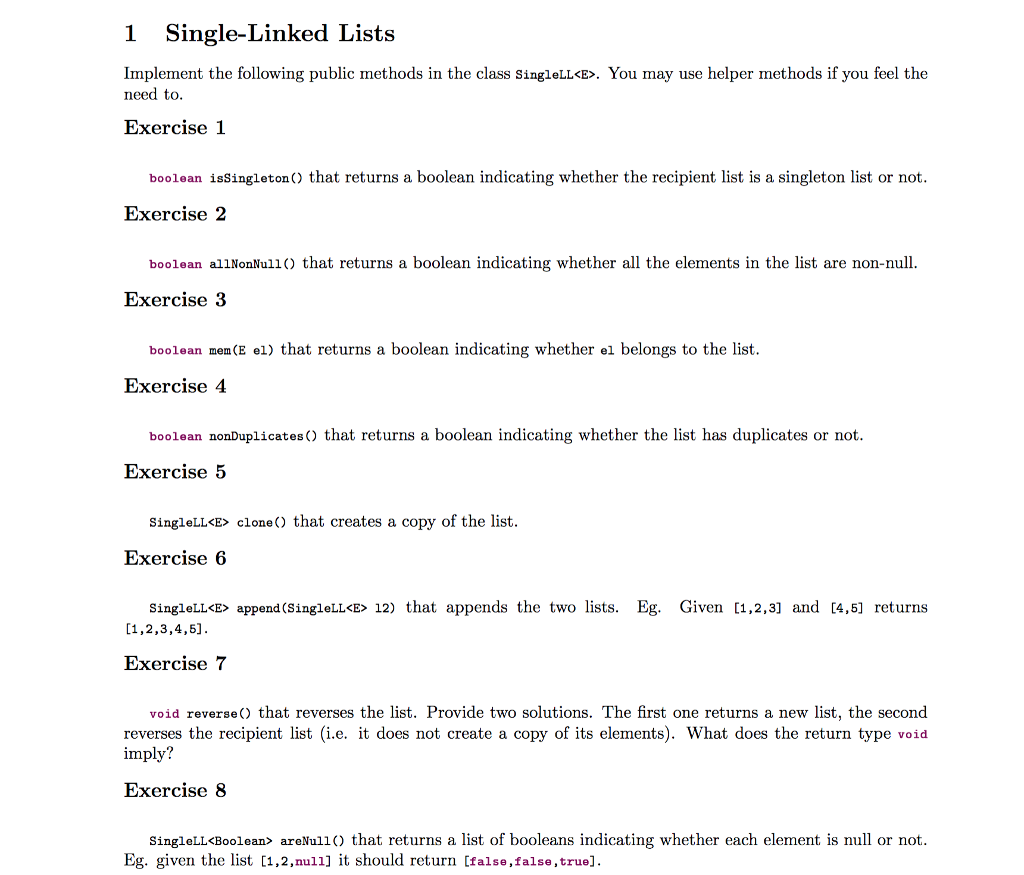 Solved 1 Single-Linked Lists Implement the following public | Chegg.com