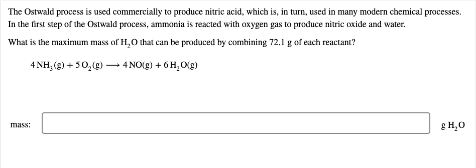 Solved The Ostwald process is used commercially to produce | Chegg.com