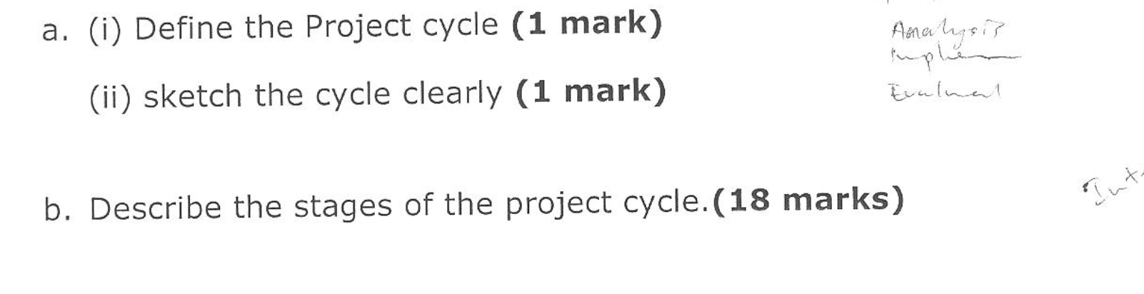 Solved a. (i) Define the Project cycle ( 1 mark) (ii) sketch | Chegg.com