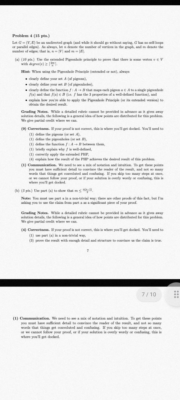 Solved Problem 4(15 pts. ) Let G=(V,E) be an undirected | Chegg.com