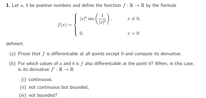 Solved 1. Let a,b be positive numbers and define the | Chegg.com