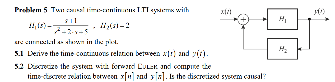 Solved Problem 5 Two causal time-continuous LTI systems with | Chegg.com
