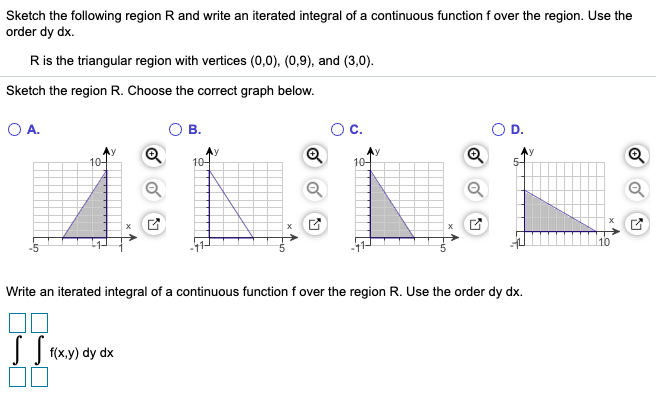 Solved Sketch the following region R and write an iterated | Chegg.com