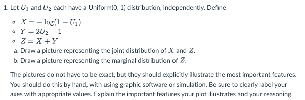 Solved o 1. Let U1 and U2 each have a Uniform(0, 1) | Chegg.com