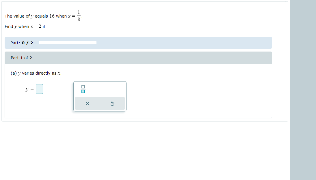 Solved The value of y equals 16 when x=81. Find y when x=2 | Chegg.com