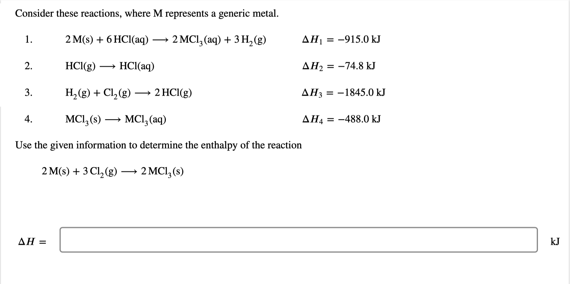 Solved Consider these reactions, where M represents a | Chegg.com