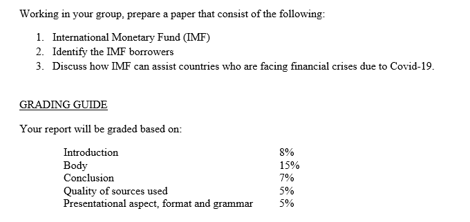 Solved Working in your group, prepare a paper that consist | Chegg.com