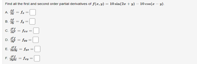 Solved Find all the first and second order partial | Chegg.com