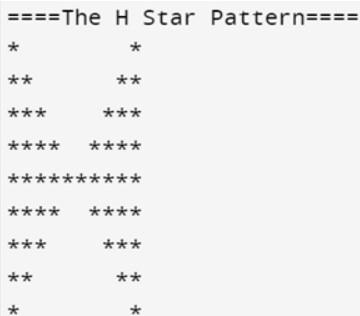Solved Write a Python program to print the H star pattern. | Chegg.com
