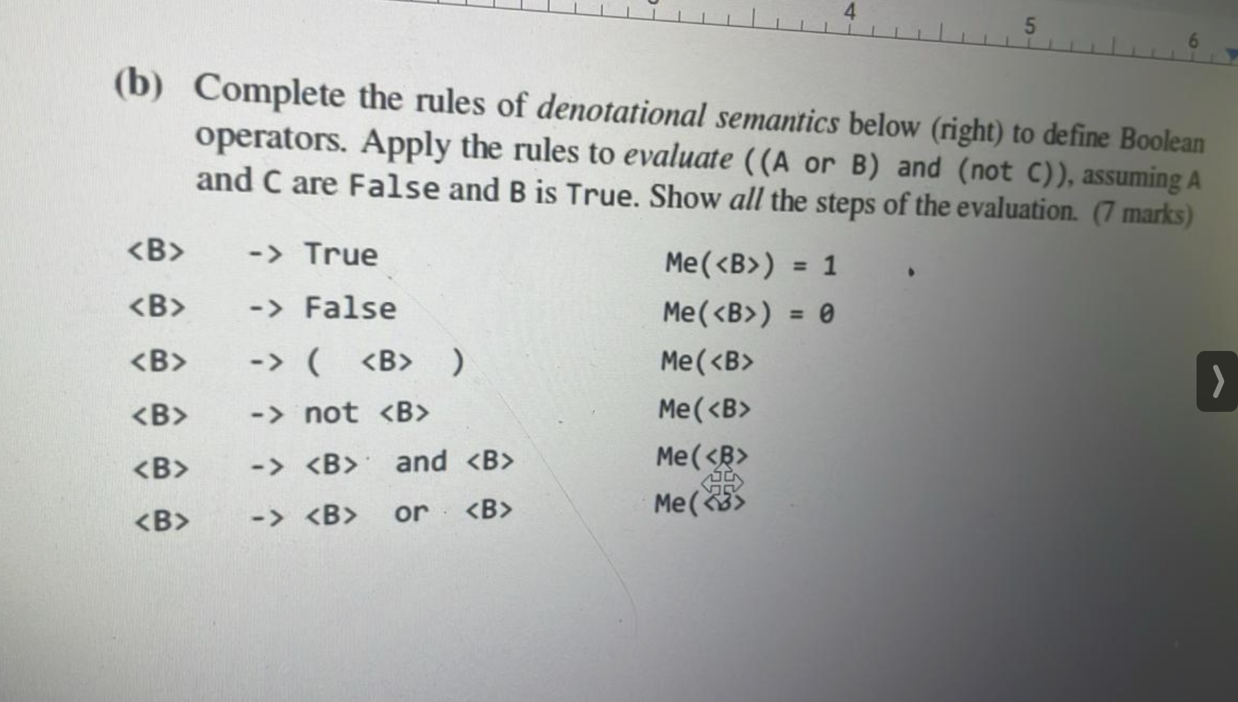 Solved (b) ﻿Complete the rules of ﻿denotational semantics | Chegg.com