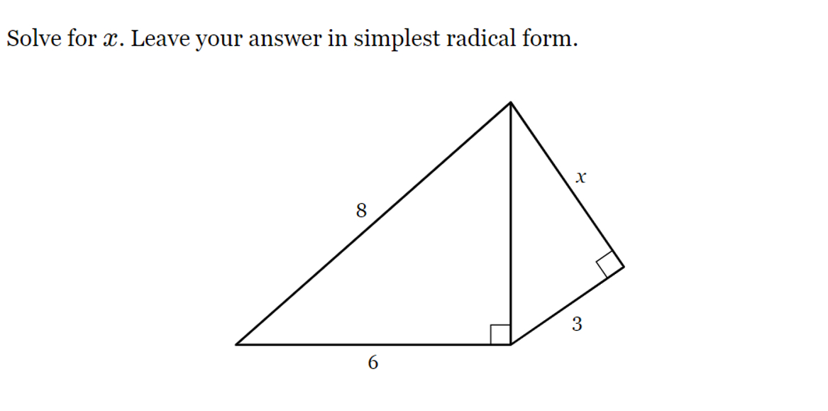 Solved Solve for xx. ﻿Leave your answer in simplest radical | Chegg.com