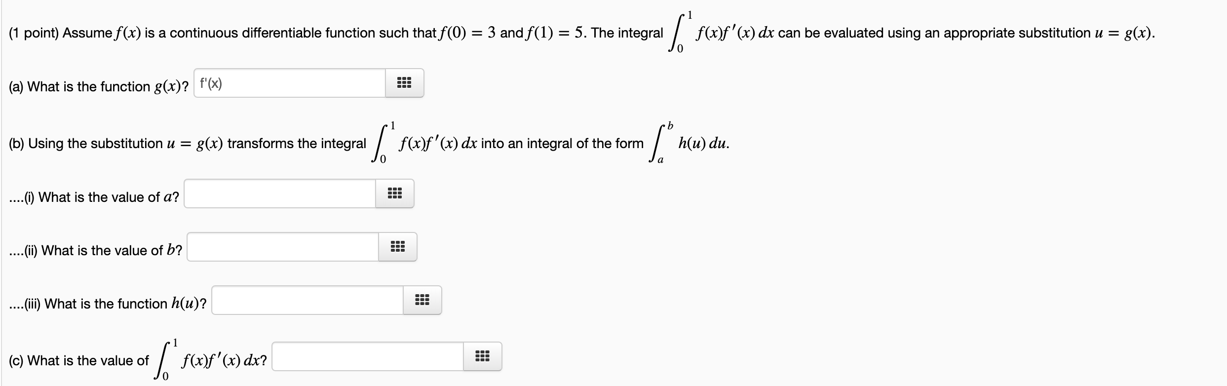 Solved (1 point) Assume f(x) is a continuous differentiable | Chegg.com