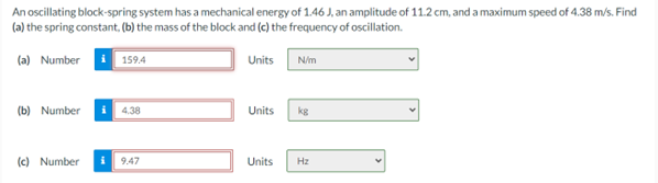 Solved An oscillating block-spring system has a mechanical | Chegg.com