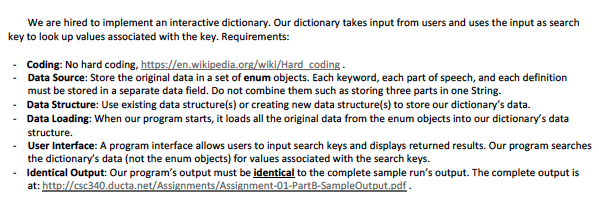 Solved Store the original data in a set of enum objects. | Chegg.com
