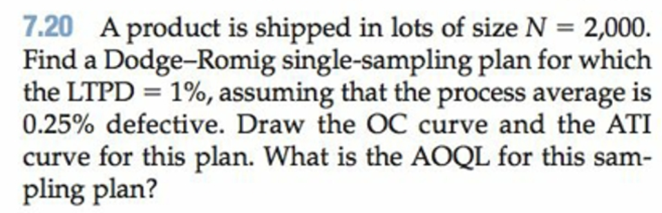 Solved 7.20 A product is shipped in lots of size N 2,000. | Chegg.com