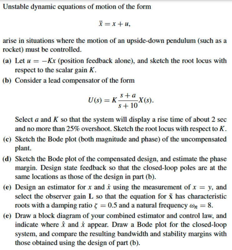 Solved Unstable dynamic equations of motion of the | Chegg.com