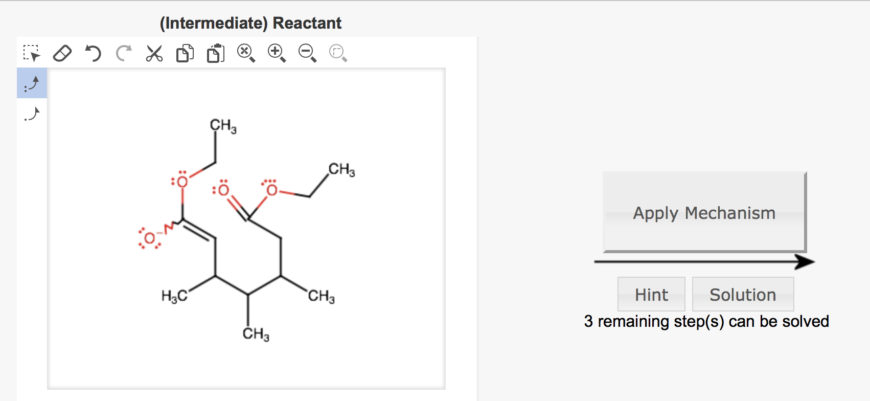 Solved (Intermediate) Reactant Con CZ CH3 CH3 Apply | Chegg.com