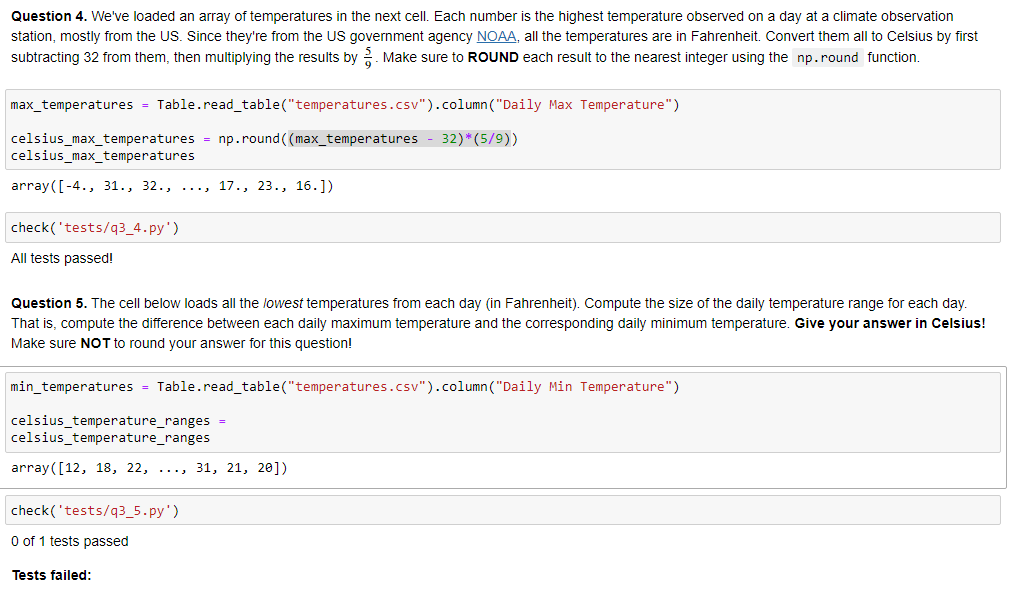 Solved Question 4. We've loaded an array of temperatures in | Chegg.com