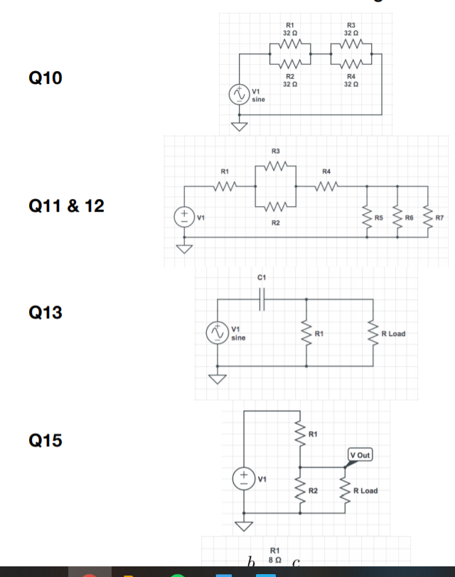Solved R1 32 R3 32 Im Q10 R2 320 R4 32 1 sine R3 R1 R4 Q11 & | Chegg.com
