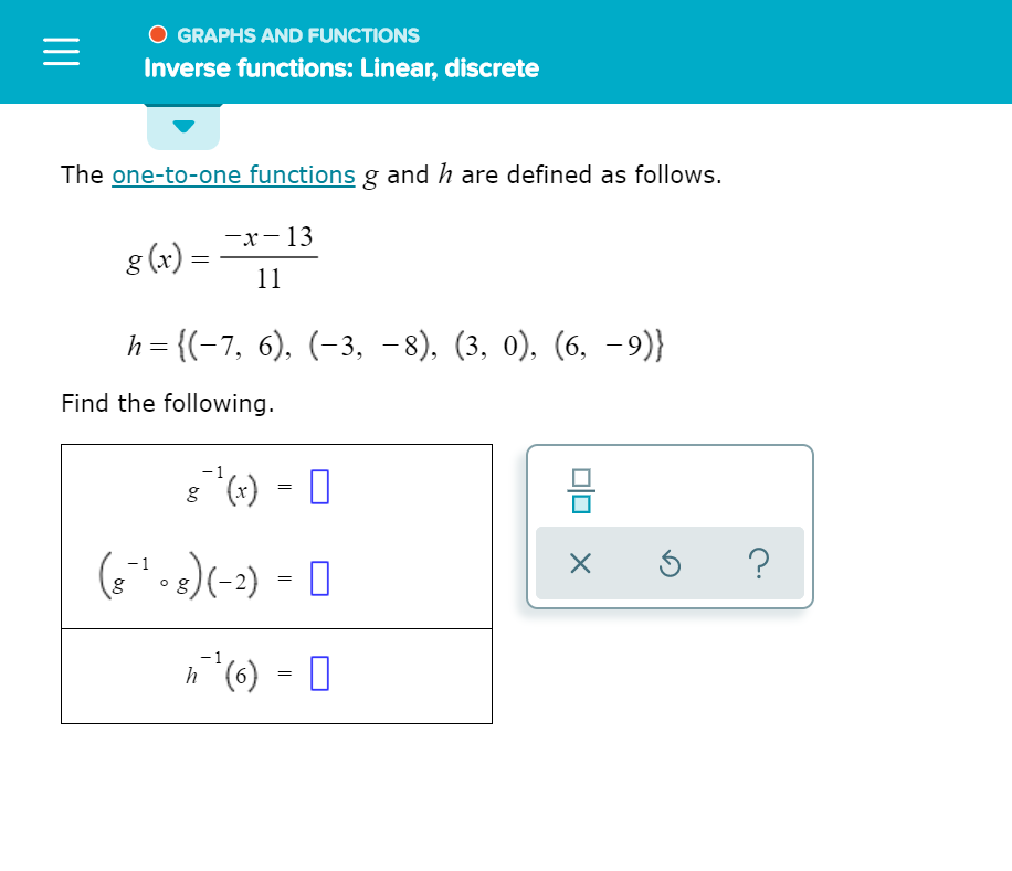 Solved Ographs And Functions Inverse Functions Linear 