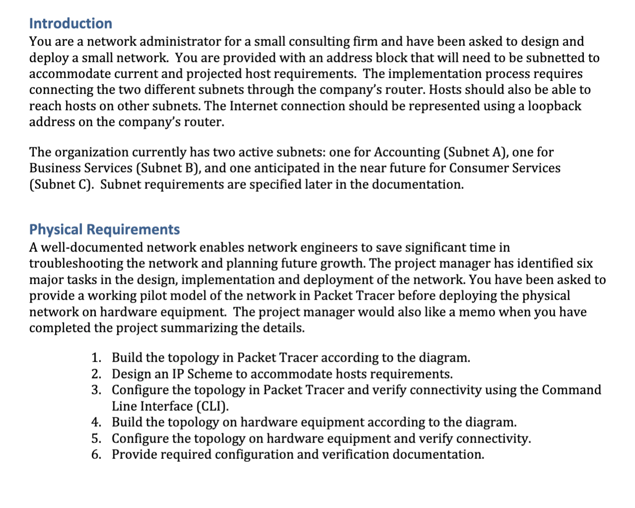 Solved Introduction You are a network administrator for a | Chegg.com