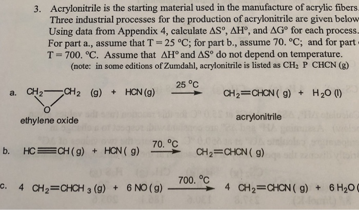 Acrylonitrile is the starting material used in the | Chegg.com