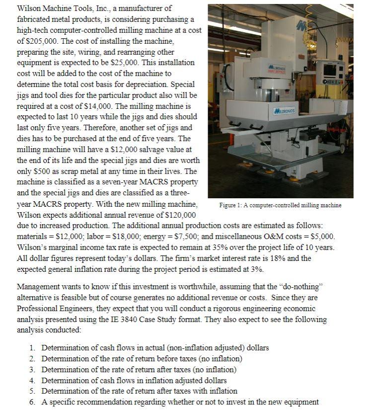 LERONES Wilson Machine Tools, Inc., a manufacturer of | Chegg.com