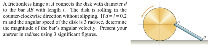 Solved a frictionless hinge at a connects the disk with | Chegg.com