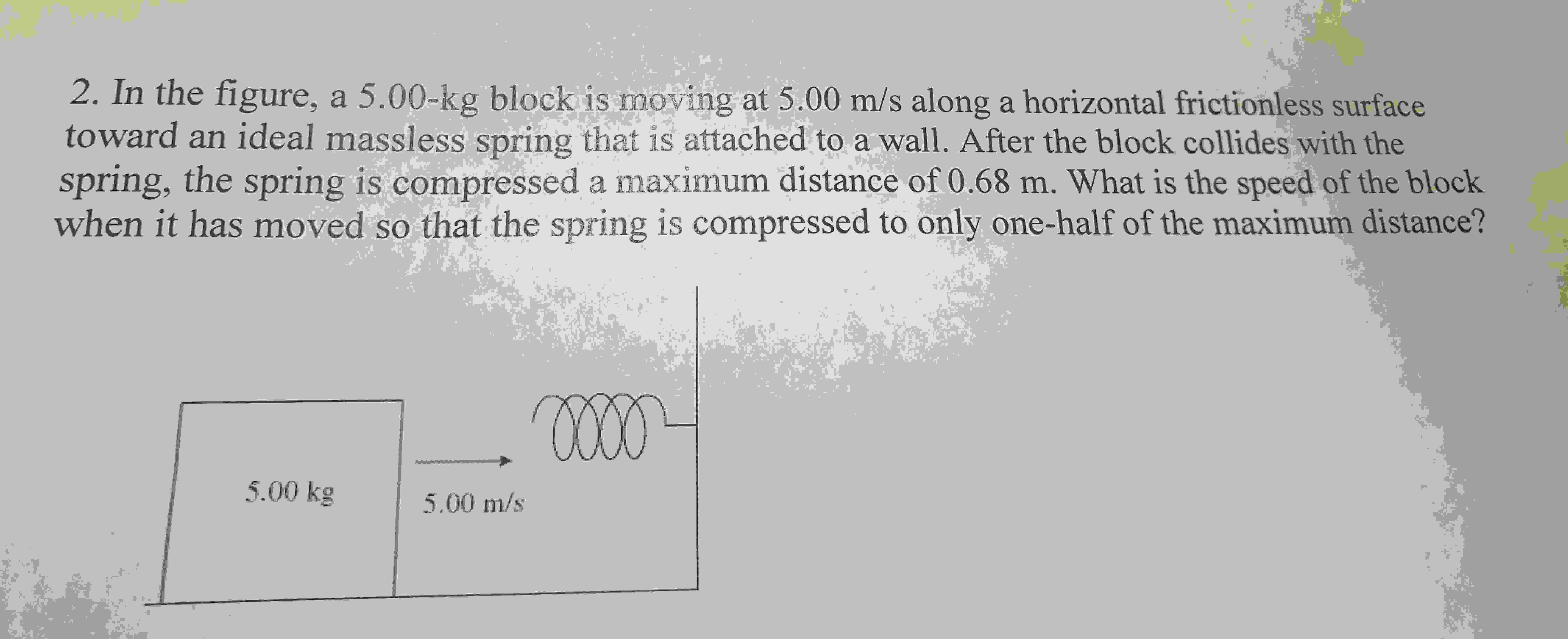 Solved In the figure, a 5.00-kg ﻿block is moving at 5.00ms | Chegg.com
